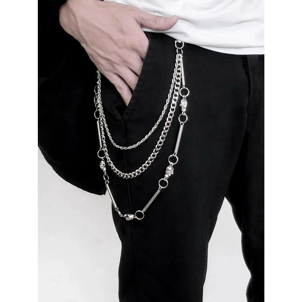 Triple Skulls Belt Chain– Goth Mall
