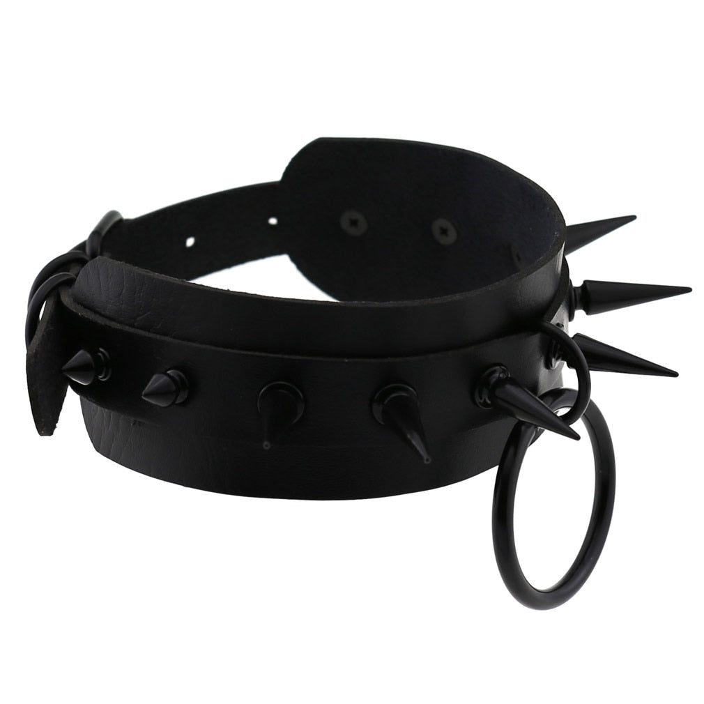 Matte Spiked O-Ring Collar– Goth Mall